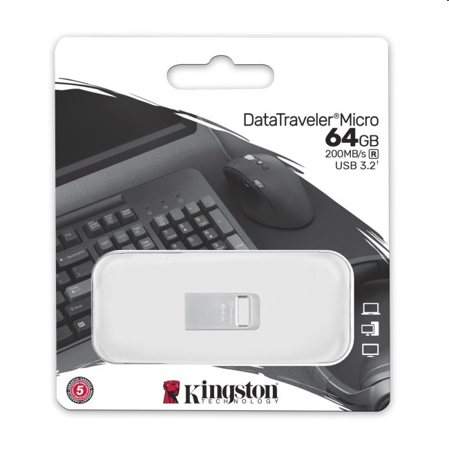 USB kľúč Kingston DataTraveler Micro, 64GB, USB 3.2 (gen 1) - PlayGoSmart